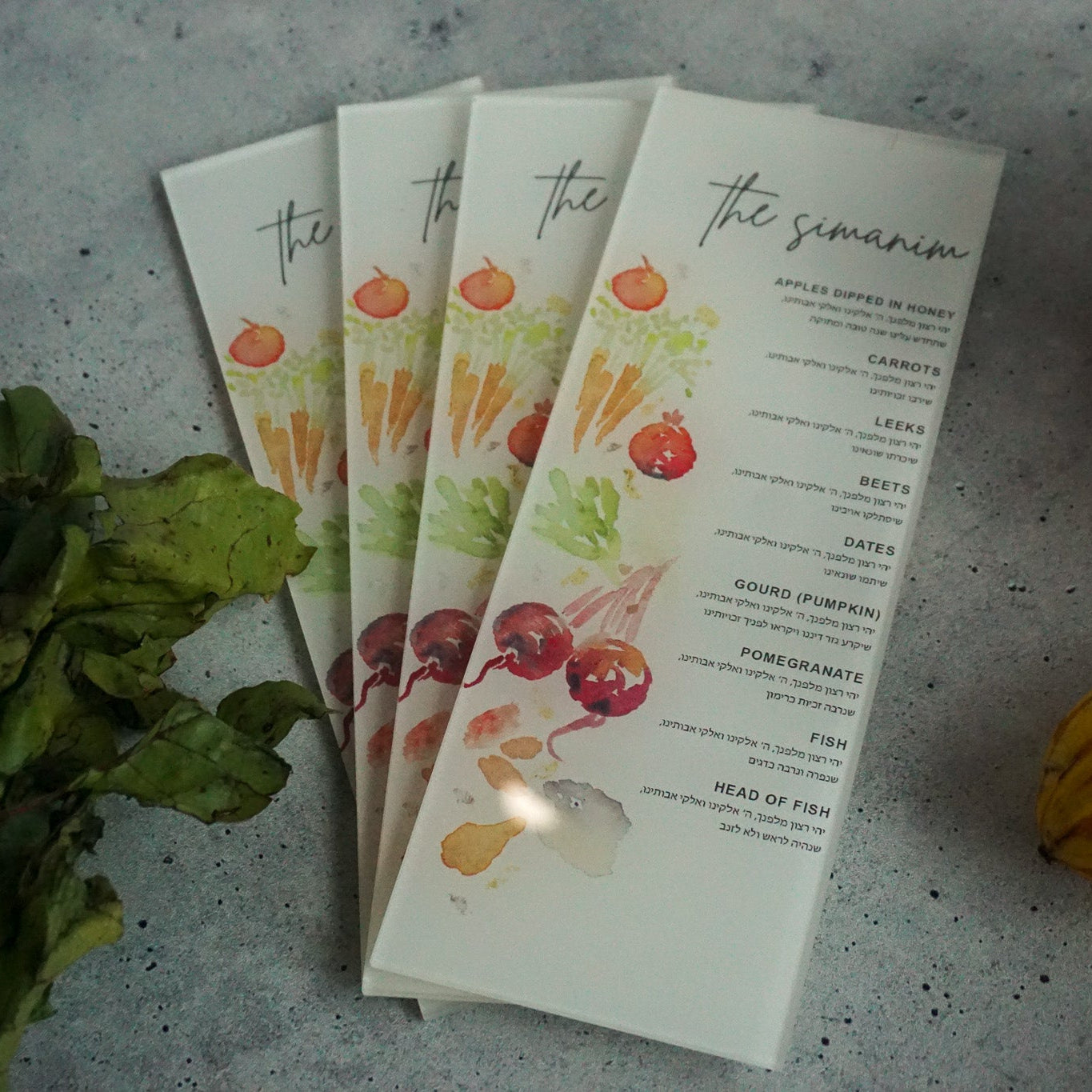 Rosh Hashanah Simanim Cards - Yaeli Vogel